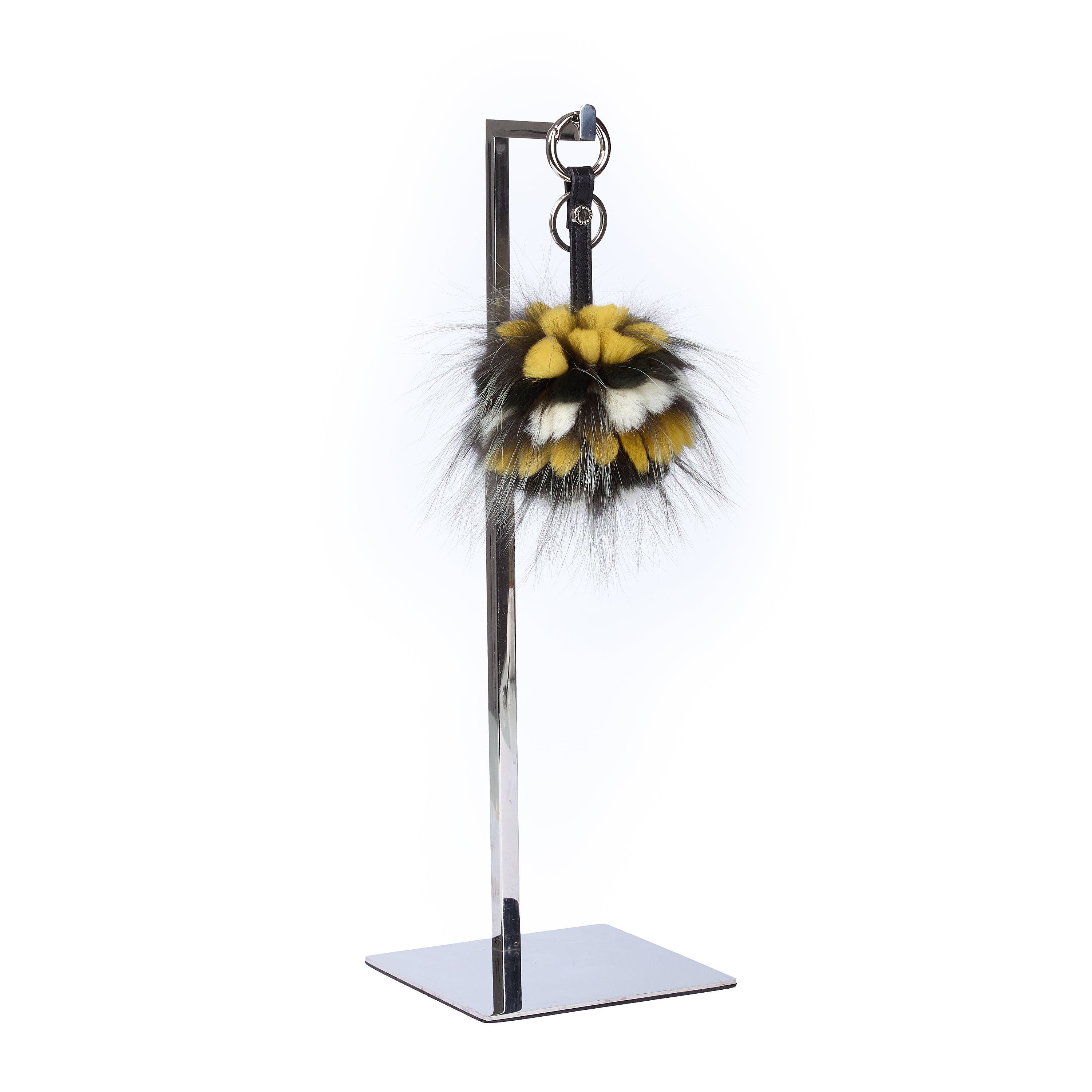 Pompon Luxe Charm / Keychain in rex rabbit fur and silver fox – Roberta ...