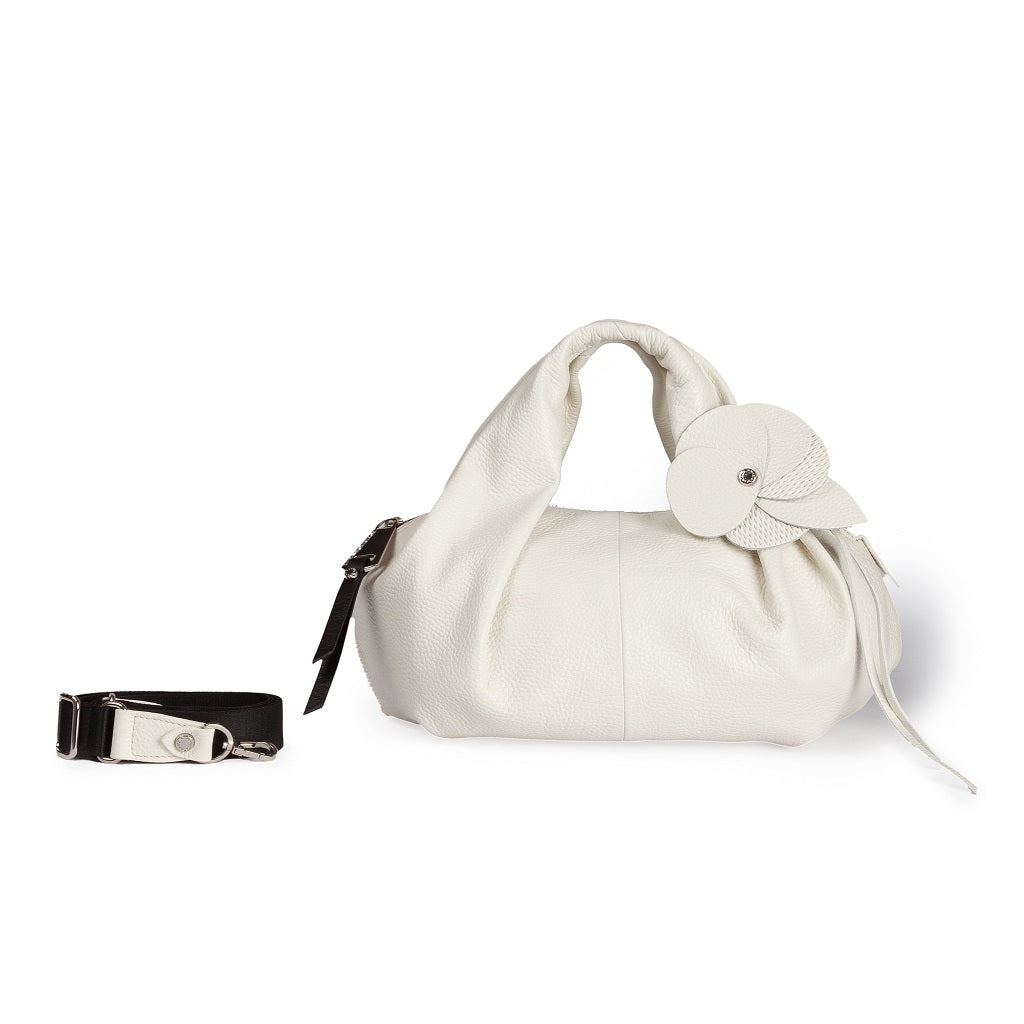 Emily large in pelle martella con decorazione floreale amovibile e tra ...